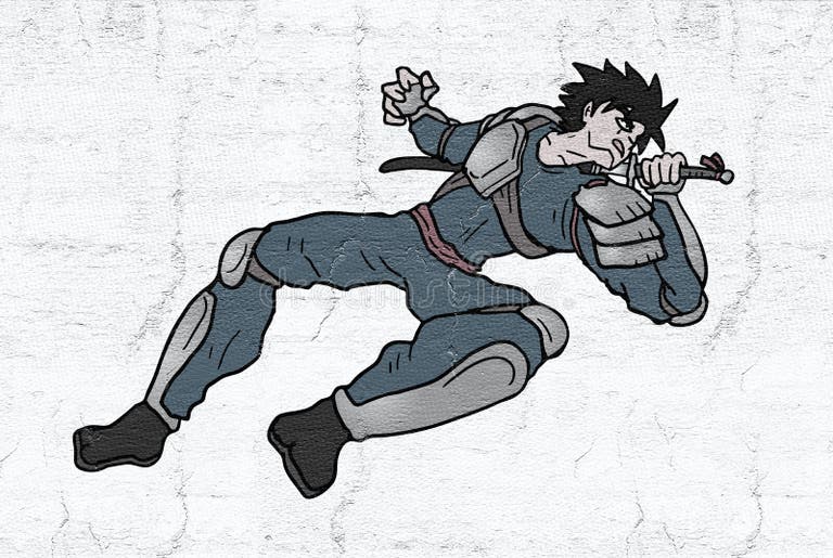 Samurai attack draw stock illustration. Illustration of jump - 80482220