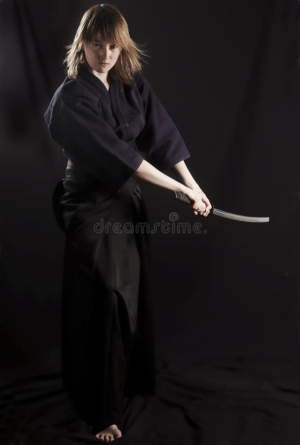 Girl samurai stock image. Image of weapon, martial, face - 7166629