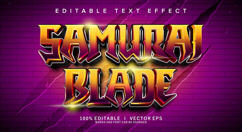 Samurai Blade Vector Text Effect with Modern Style Design Stock Vector ...