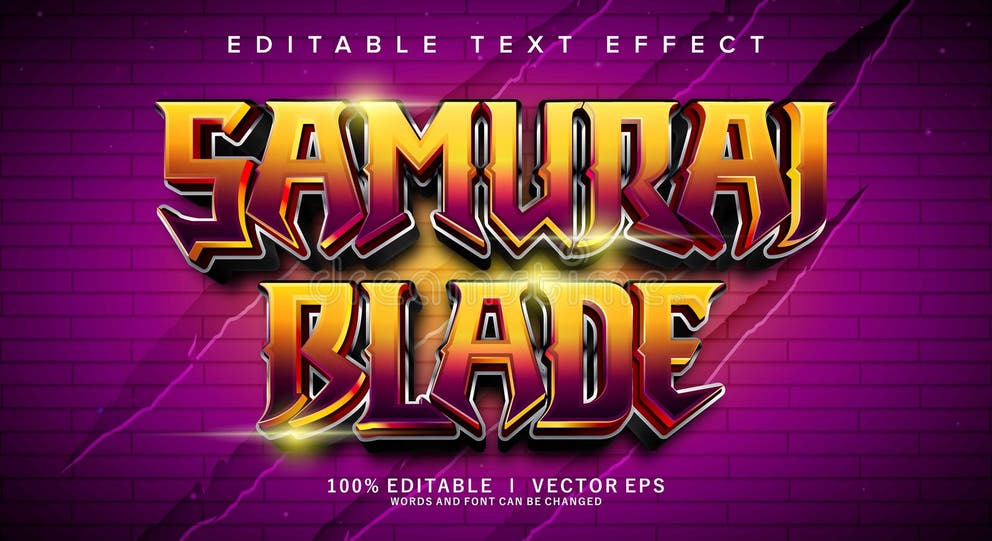 Samurai Blade Vector Text Effect with Modern Style Design Stock Vector ...