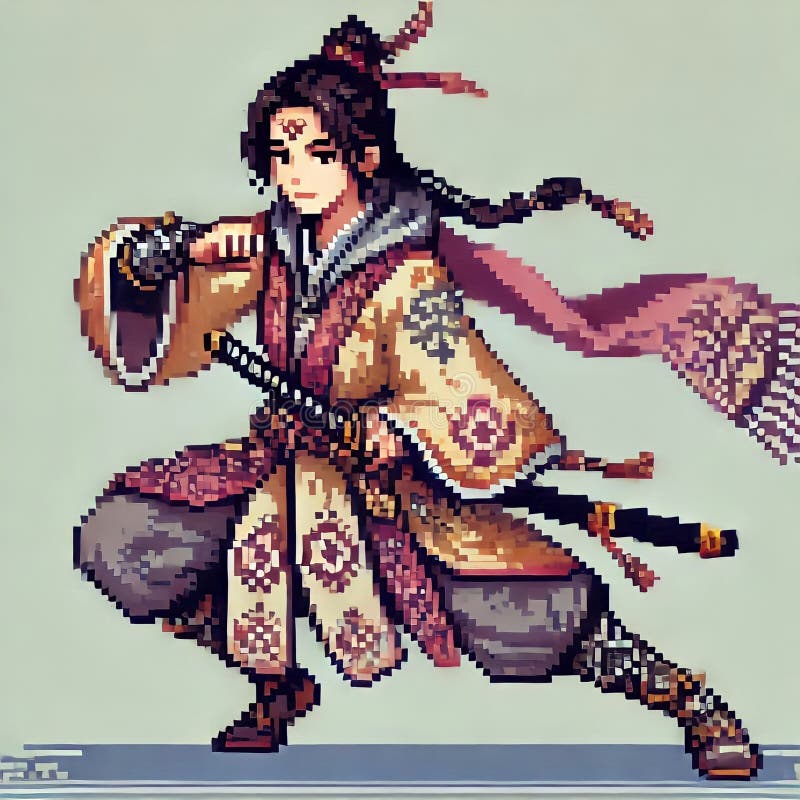 Samurai Character Vector Design with Modern Costume,pixel Art Stock ...