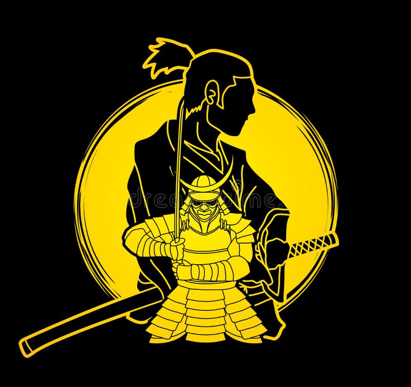 2 Samurai Composition Cartoon Graphic Vector Stock Vector ...