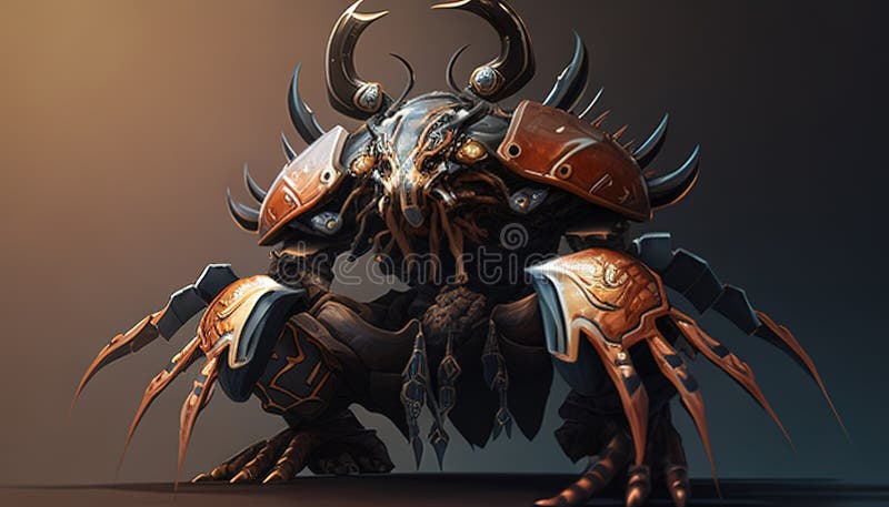 Samurai Crab Digital Art Illustration, Generative AI Stock Illustration ...