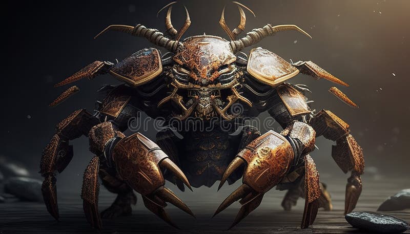 Samurai Crab Digital Art Illustration, Generative AI Stock Illustration ...