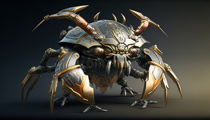 Samurai Crab Digital Art Illustration, Generative AI Stock Illustration ...