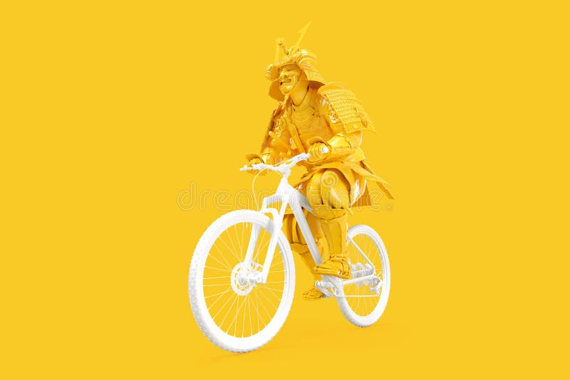Samurai Cycling on Bike. 3D Illustration Stock Illustration ...