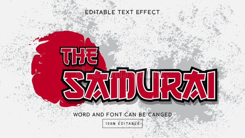 Samurai Text with Samurai Warrior Sitting Cartoon Graphic Stock Vector ...