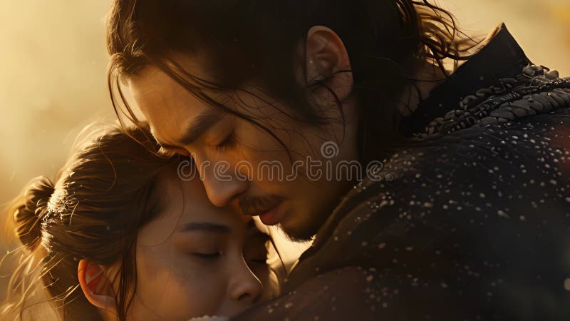 A Samurai Embraces His Partner in a Traditional Dance Honoring the Bond ...