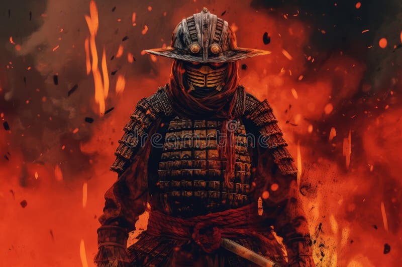 Samurai Fire Digitalart. Generate Ai Stock Illustration - Illustration ...
