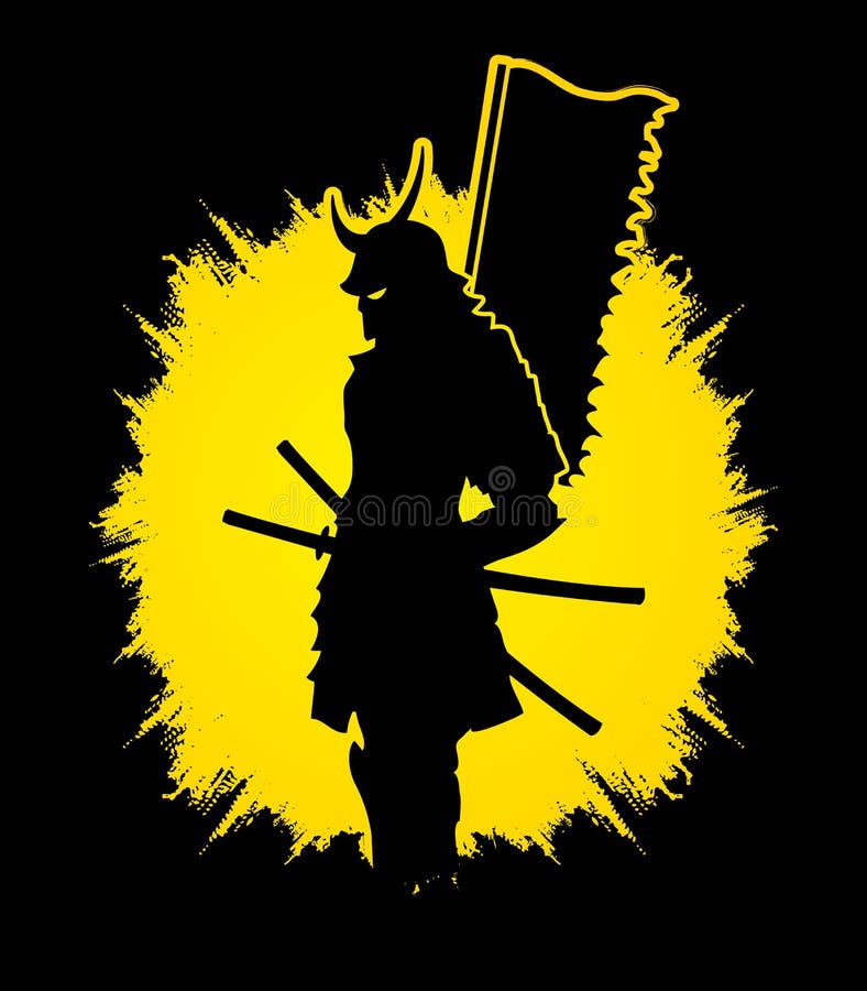 Samurai with flag graphic stock vector. Illustration of asian - 82051497