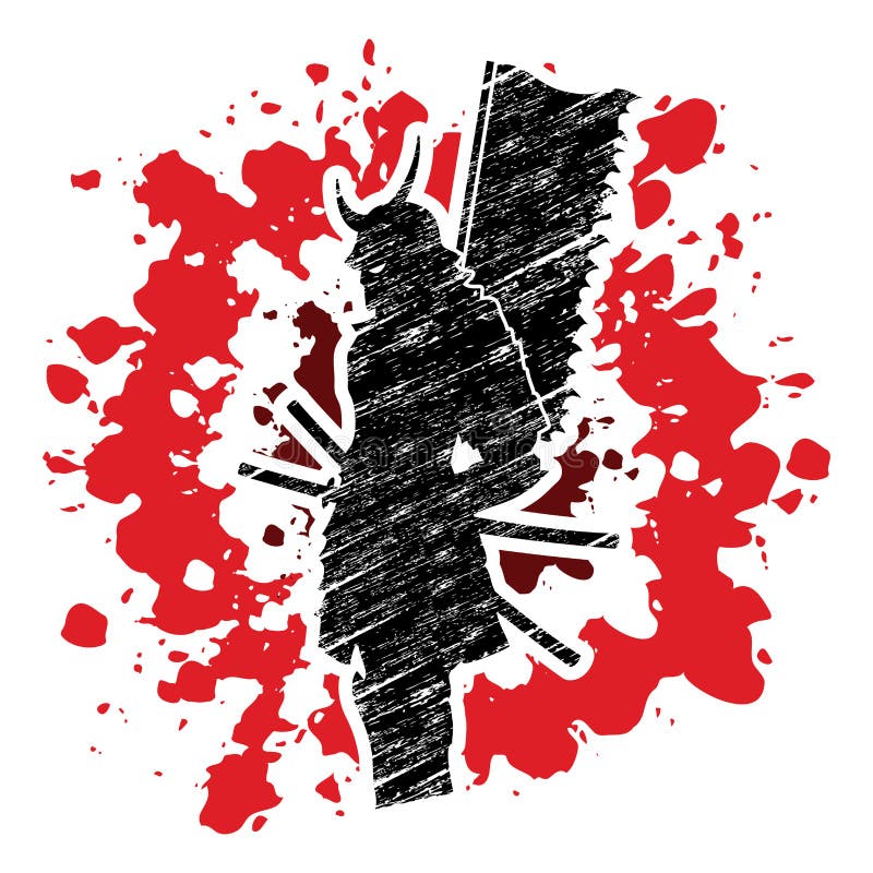 Samurai with flag graphic stock vector. Illustration of design - 82051893