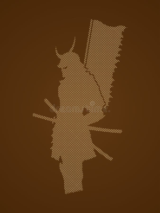 Samurai with flag graphic stock vector. Illustration of hero - 82051488