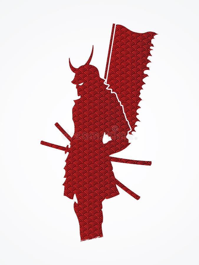 Samurai with flag graphic stock vector. Illustration of pattern - 82051861