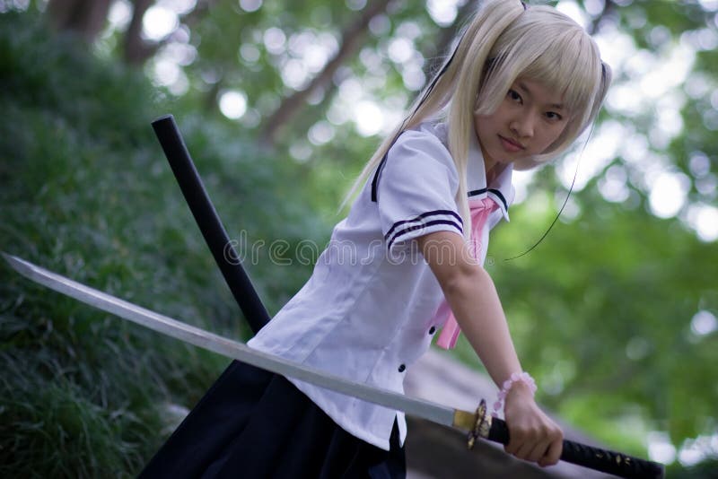 Samurai girl stock photo. Image of gorgeous, fight, blonde - 6619640