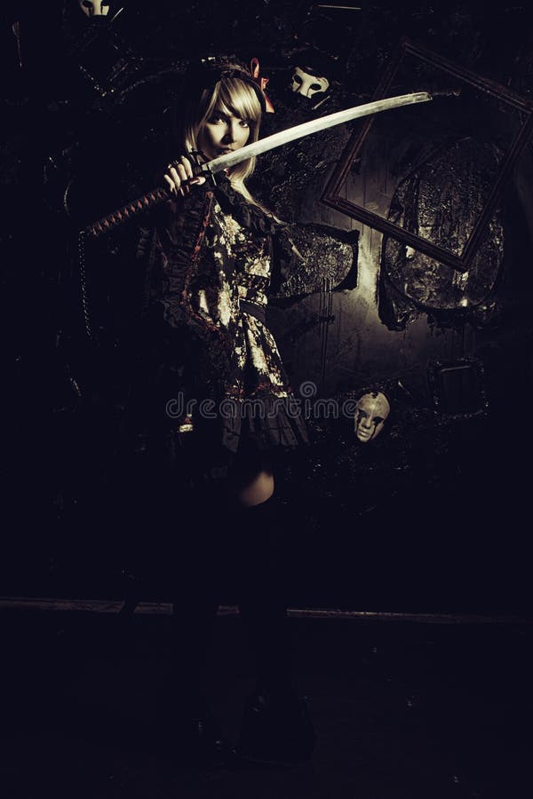 Girl with Katana stock image. Image of samurai, beautiful - 28934727
