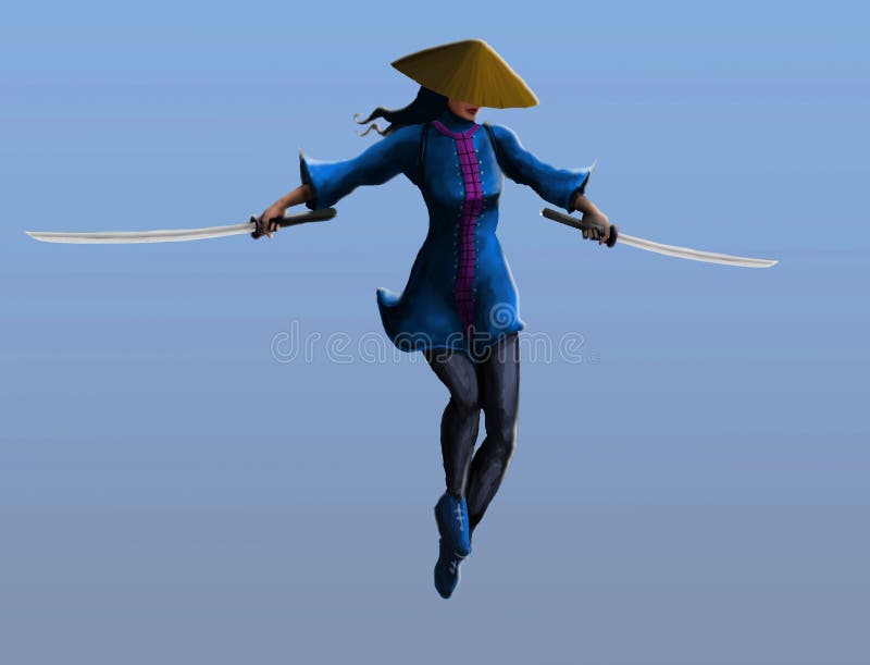 A samurai girl makes a jab stock illustration. Illustration of athlete ...