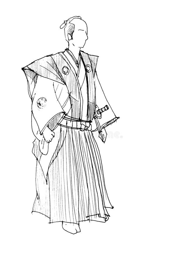 Japanese Samurai Hand Drawing Illustration Stock Illustration ...