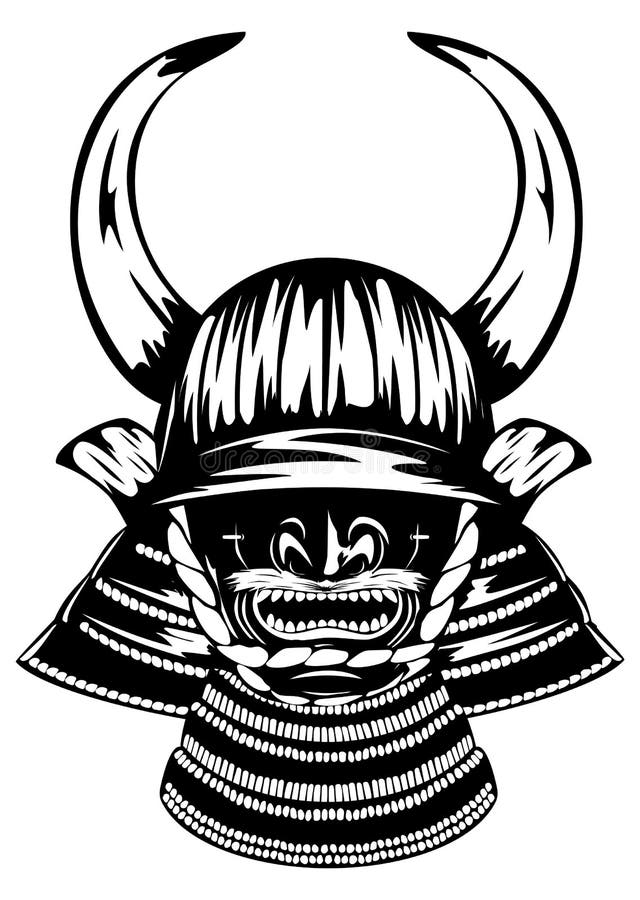 Samurai Helmet with Horns Menpo with Yodare-kake Stock Vector ...