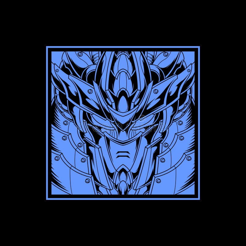 Blue Samurai Logo in Square Shape Stock Vector - Illustration of poster ...