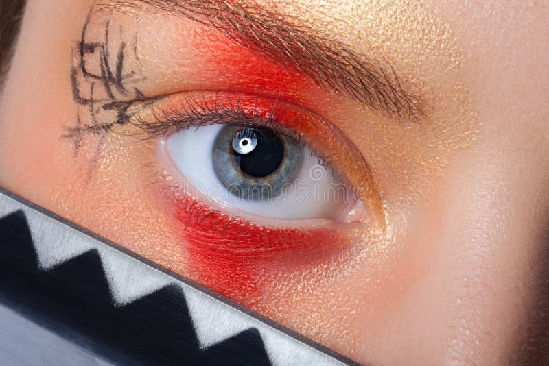 Samurai makeup. stock photo. Image of leather, closeup - 59609422