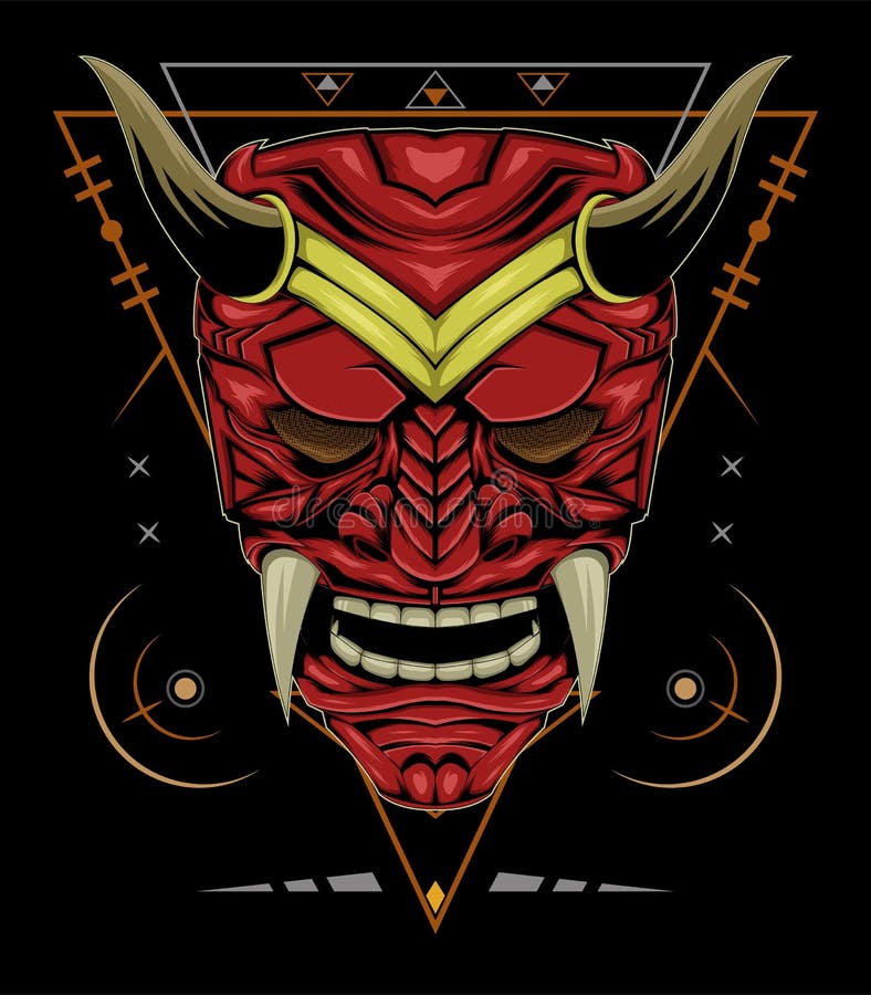 Red Devil Face Illustration. Head of Red Demon Stock Illustration ...