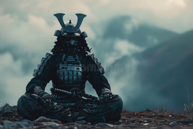 Samurai meditation stock photo. Image of fencer, warrior - 303855142
