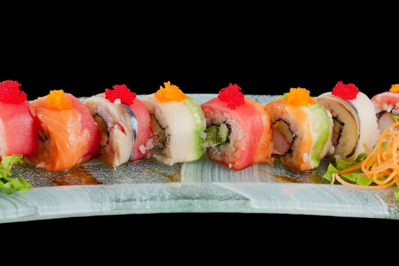 Samurai Niji Roll stock photo. Image of avocado, cucumber - 61380464