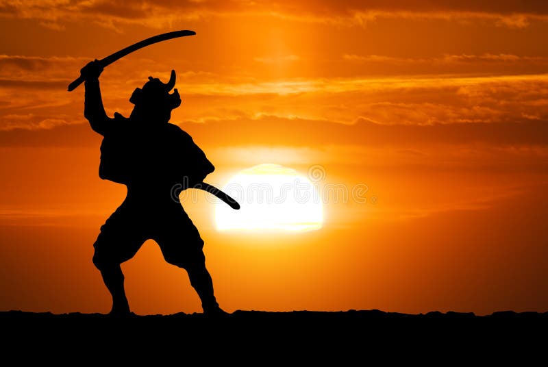 Samurai Com a Espada No Por Do Sol Foto de Stock - Imagem de marcial ...