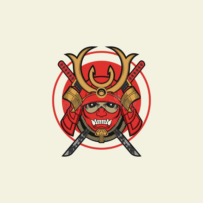 Samurai with Oni Mask Illustration Vector Template Stock Vector ...