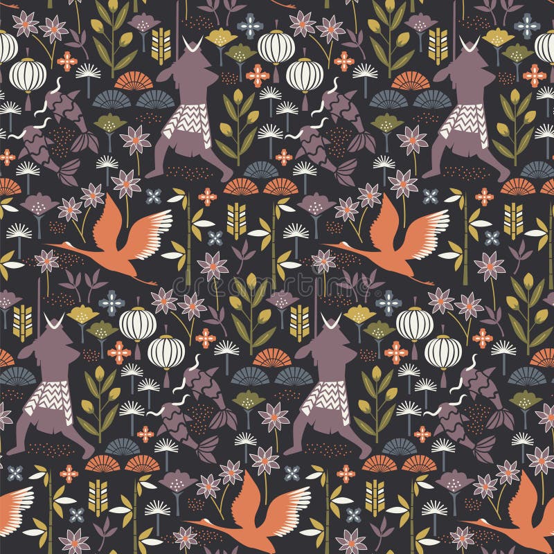 Samurai Pattern Seamless Design Illustration Stock Vector ...