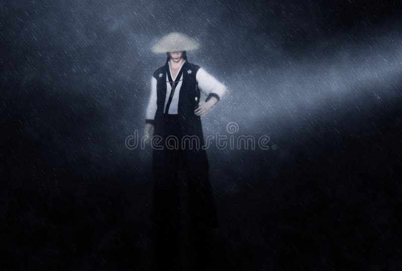 Samurai in the Rain Illustration Stock Illustration - Illustration of ...