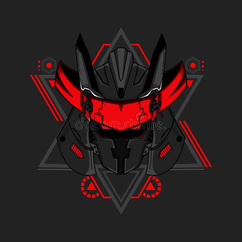 Samurai Robot Head Vector Illustration, Good for or Merchandise ...