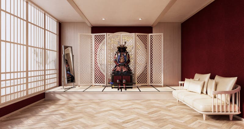 Samurai Room Empty - Clean Modern Room Japanese Style.3D Rendering ...