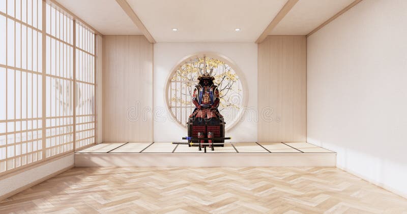 Samurai Room Empty - Clean Modern Room Japanese Style.3D Rendering ...