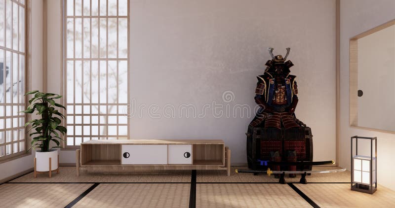 Samurai Room Empty - Clean Modern Room Japanese Style.3D Rendering ...
