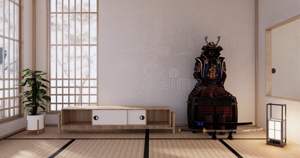 Samurai Room Empty - Clean Modern Room Japanese Style.3D Rendering ...