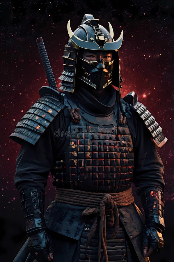 Samurai Sentinel: a Night Vigil Stock Illustration - Illustration of ...