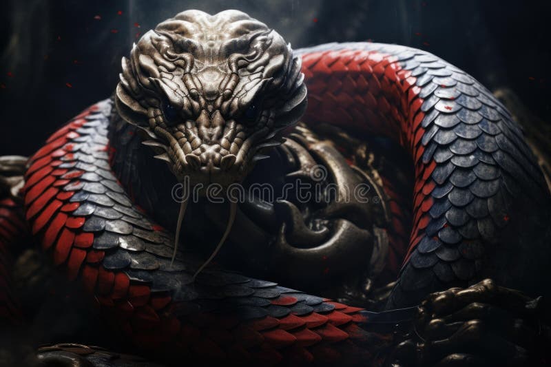 Venomous Samurai Serpent Snake Creature. Generate Ai Stock Illustration ...