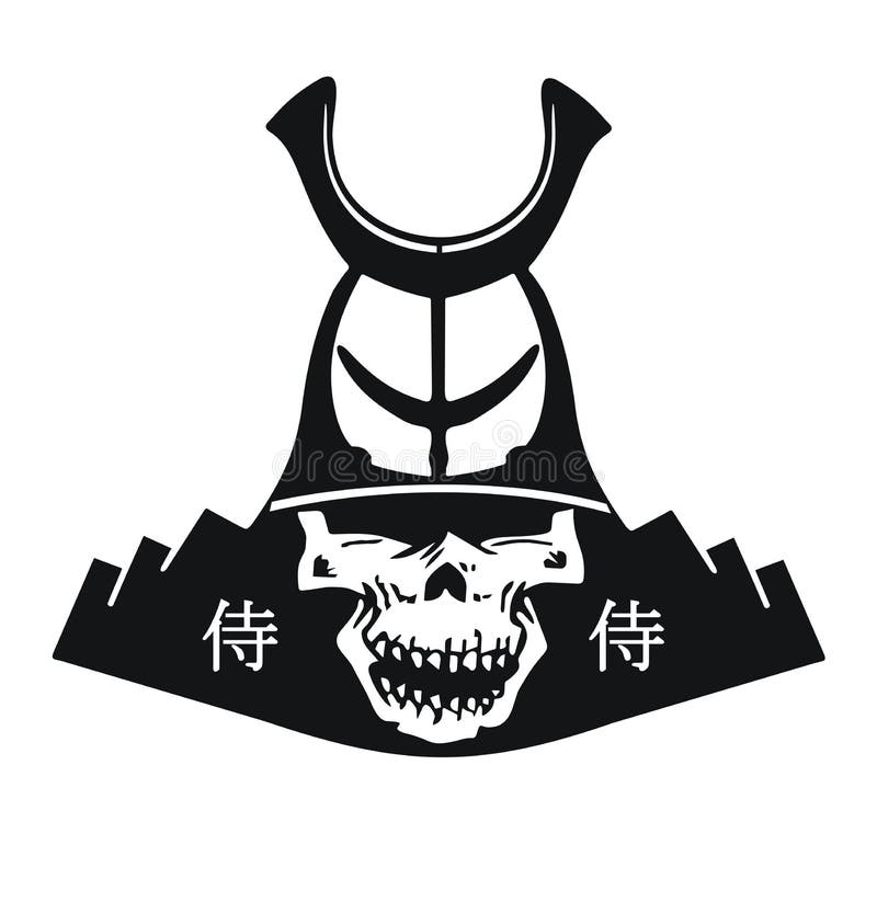 Samurai Skull stock vector. Illustration of monochrome - 88331743