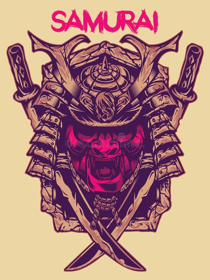 Samurai mask illustration stock vector. Illustration of japan - 33176554