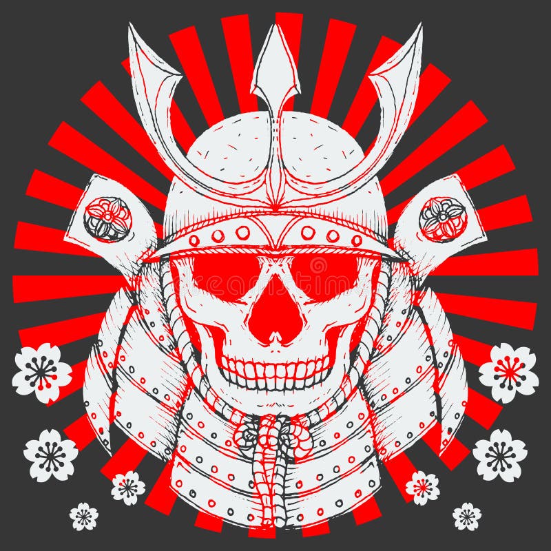 Samurai Skull and Crossed Katana Swords Emblem Stock Vector ...