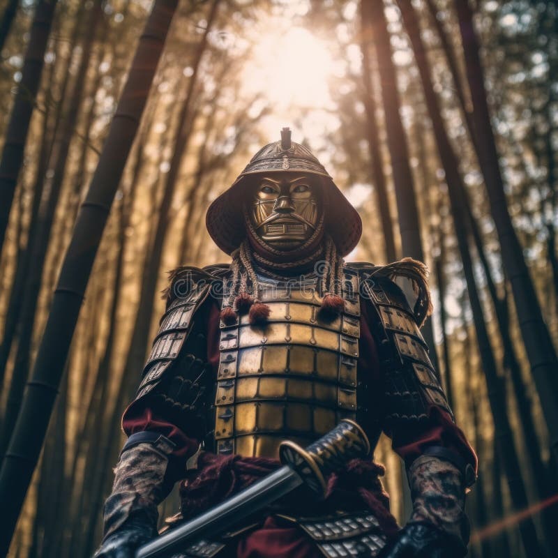 A Samurai Standing in the Middle of a Bamboo Forest. Generative AI ...