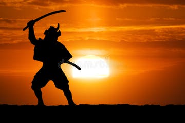 Samurai on sunset stock image. Image of design, japanese - 52498489