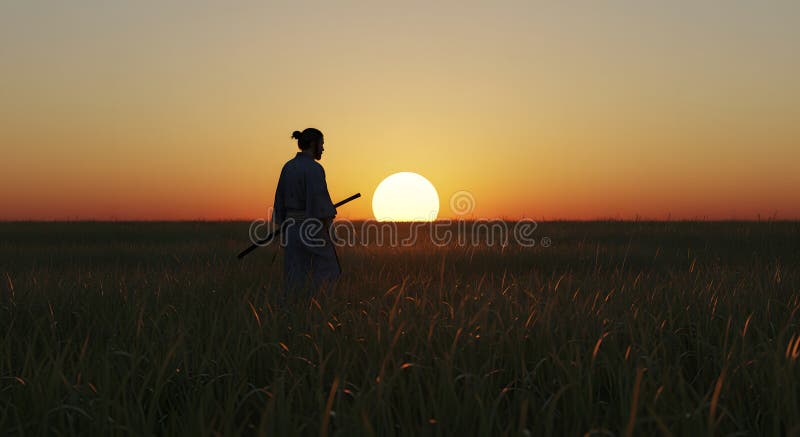 Samurai Sunset stock photo. Image of beauty, digital - 370920002
