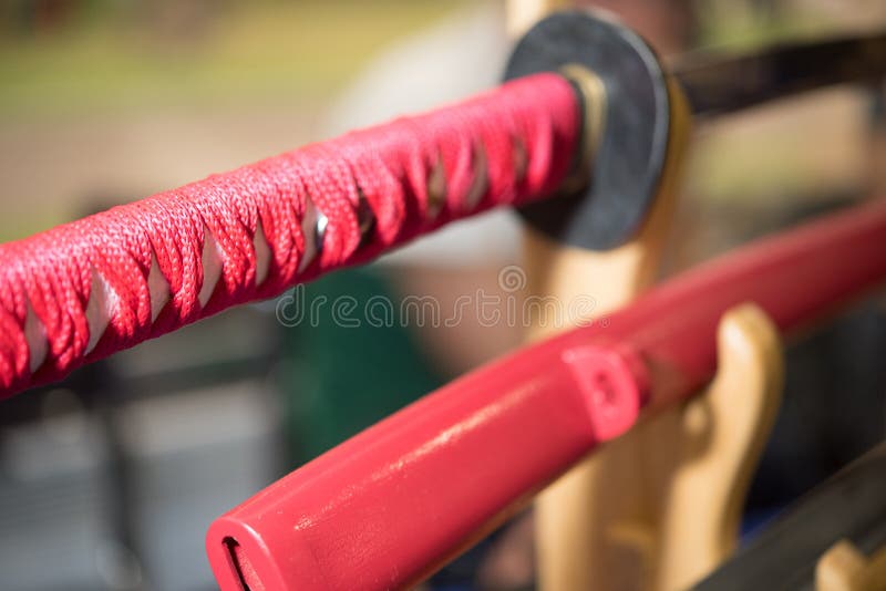 Samurai sword red handle stock image. Image of asian - 117791051