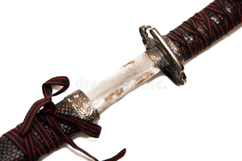 Samurai Sword and Scabbard on Wooden Background Stock Image - Image of ...