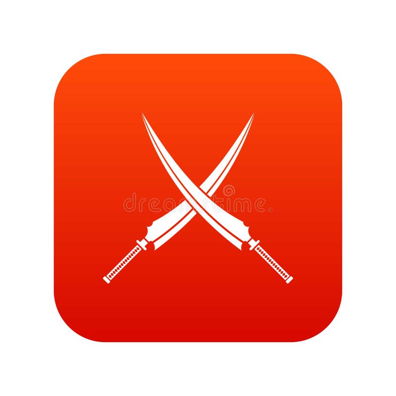 Samurai Swords Icon Digital Red Stock Vector - Illustration of activity ...
