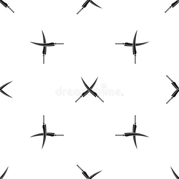 Samurai Swords Pattern Seamless Black Stock Vector - Illustration of ...