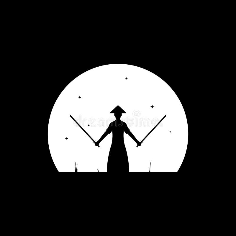 Samurai Training Night with Moon Logo Design Vector Graphic Symbol Icon ...