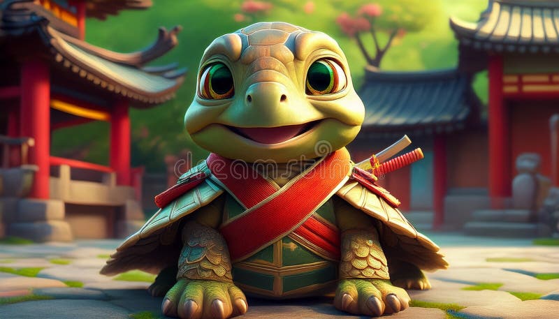Samurai turtle stock illustration. Illustration of lights - 376737490